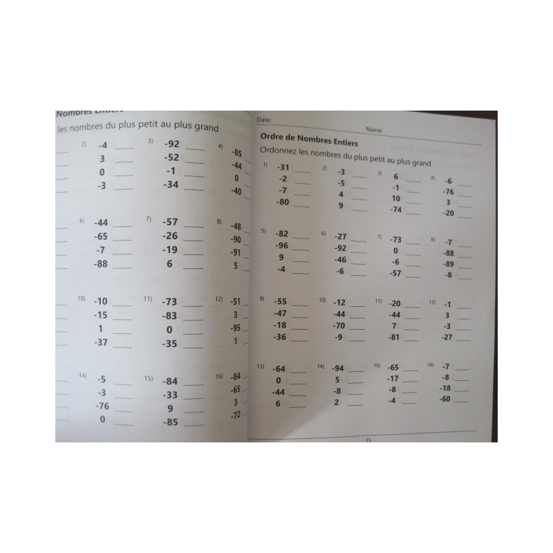 Mon cahier de maths Nombres positifs et nombres négatifs 11-15 ans ...