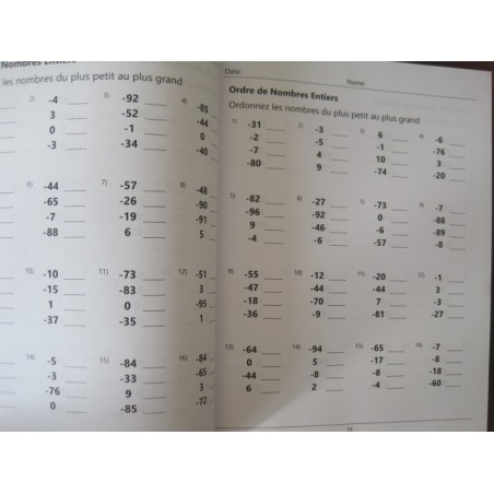 Mon cahier de maths Nombres positifs et nombres négatifs 11-15 ans ...