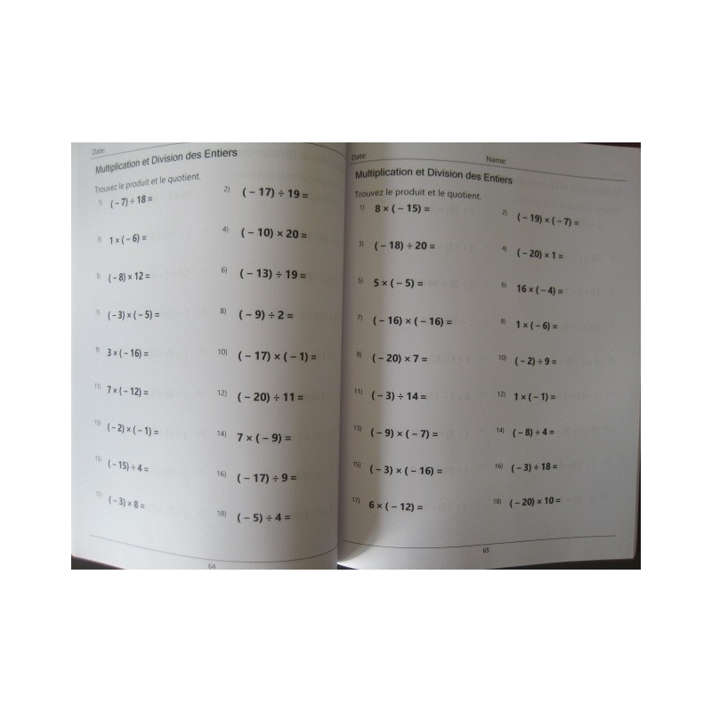 Mon cahier de maths Nombres positifs et nombres négatifs 11-15 ans ...