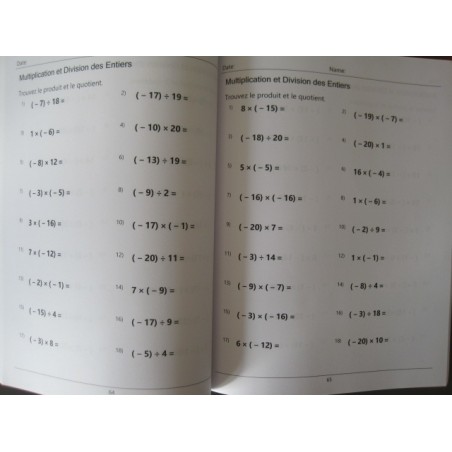 Mon cahier de maths Nombres positifs et nombres négatifs 11-15 ans ...