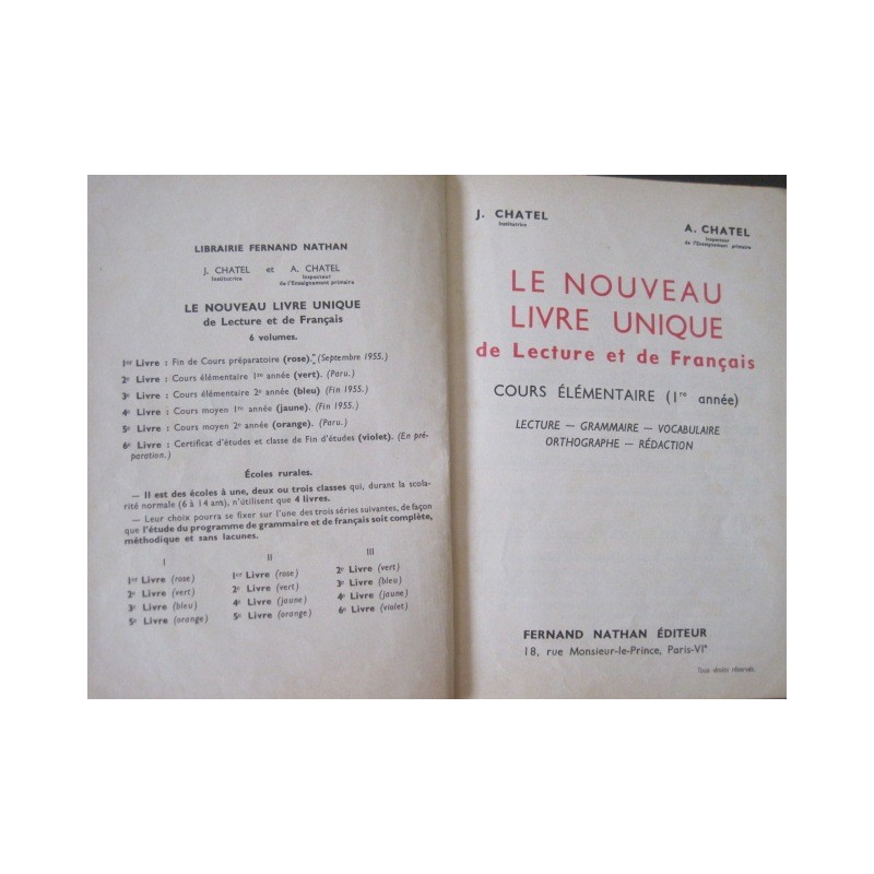 Le nouveau livre unique de lecture et de français CE1 - Retro-Livres